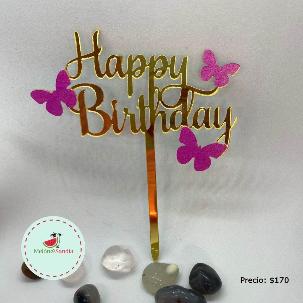 Cake Topper Happy Birthday, Mariposas – Melon&Sandia